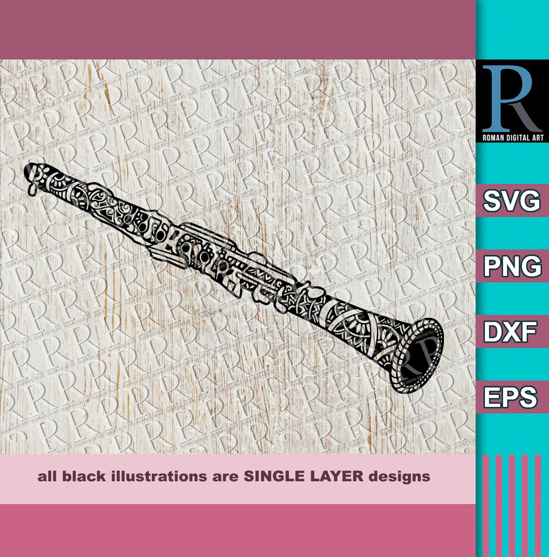 Clarinet SVG File, Clarinet Clipart, Mandala Clarinet SVG, Zentangle ...