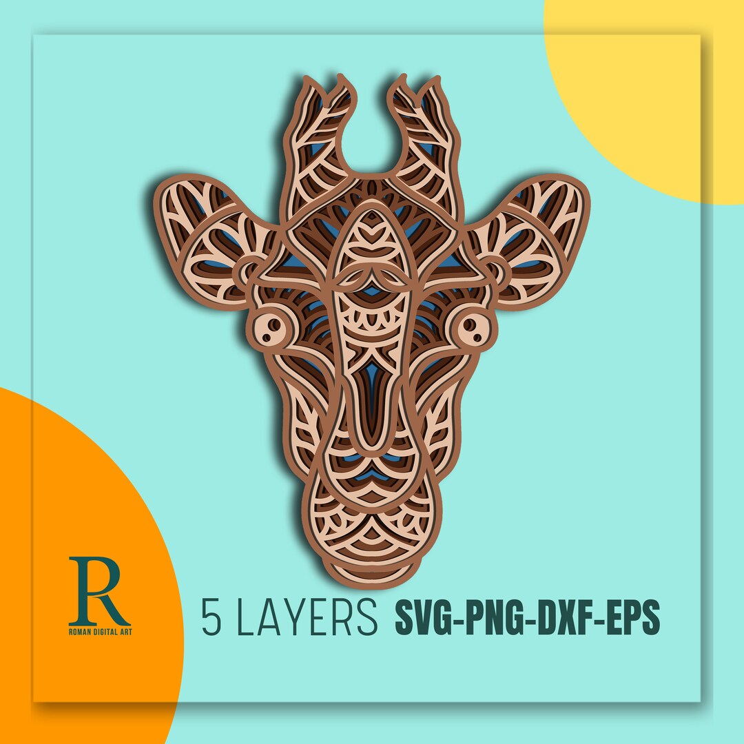 Giraffe Multilayered SVG, Giraffe Cut File, 3D Mandala, Animal SVG File ...