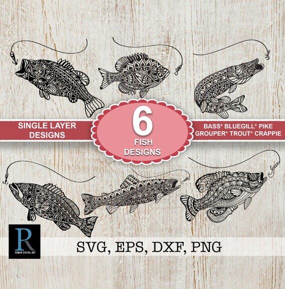 Fishing Bundle SVG Mandala Fish Svg Fishing Cut Files Bass - Etsy