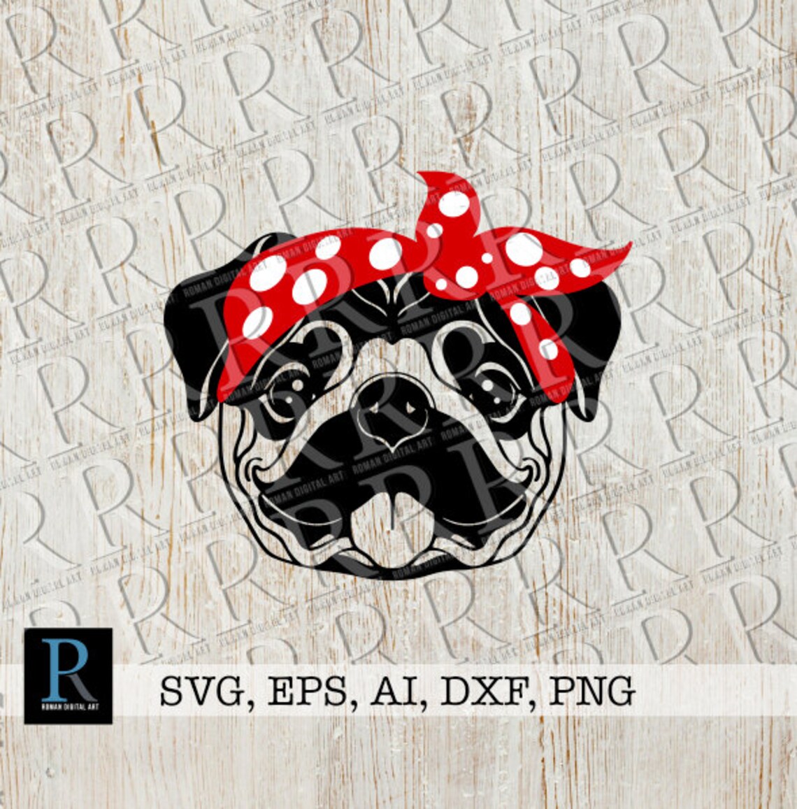 Pug Bandana SVG File Pug Cut File | Etsy