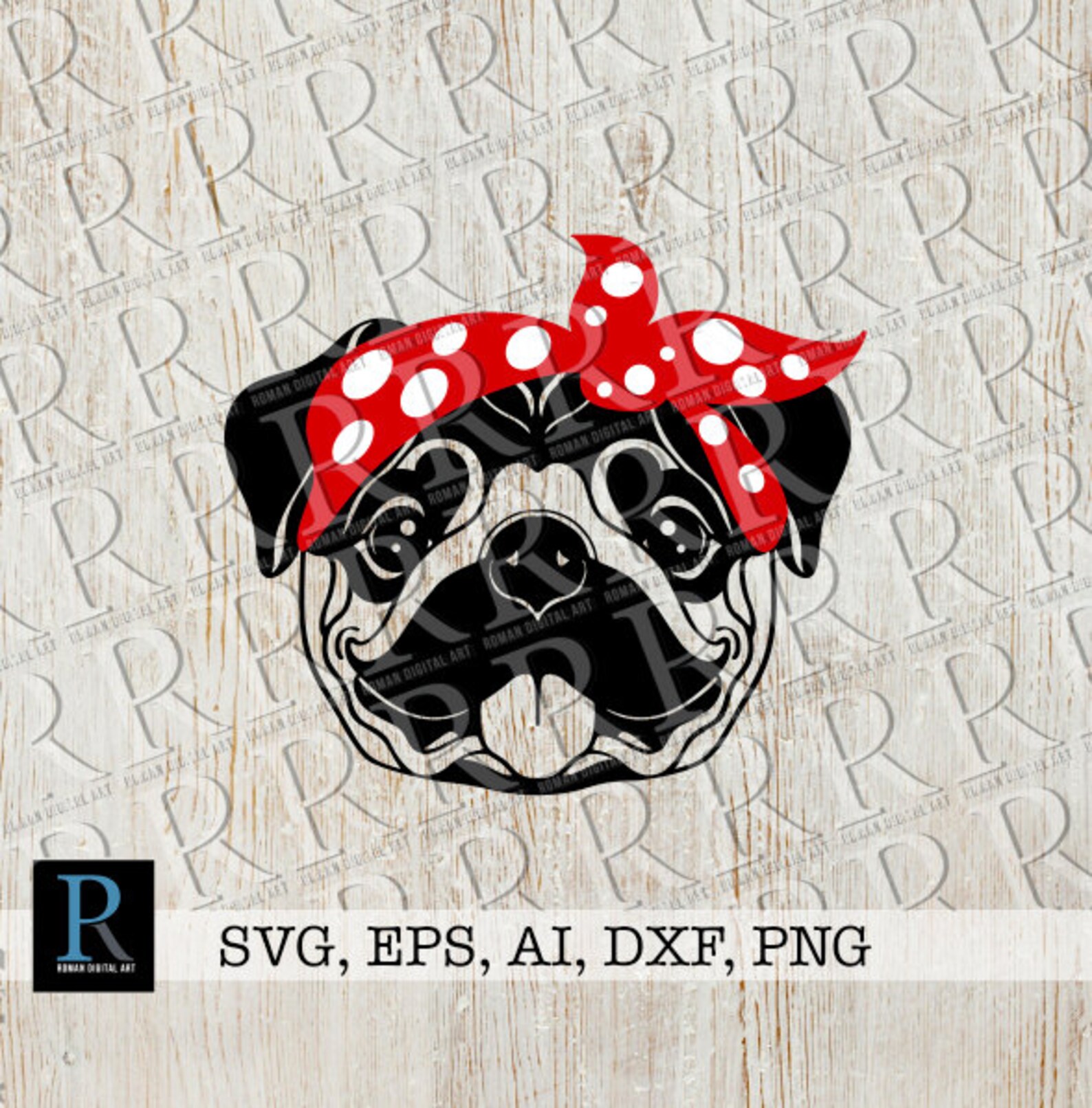 Pug Bandana SVG File Pug Cut File | Etsy
