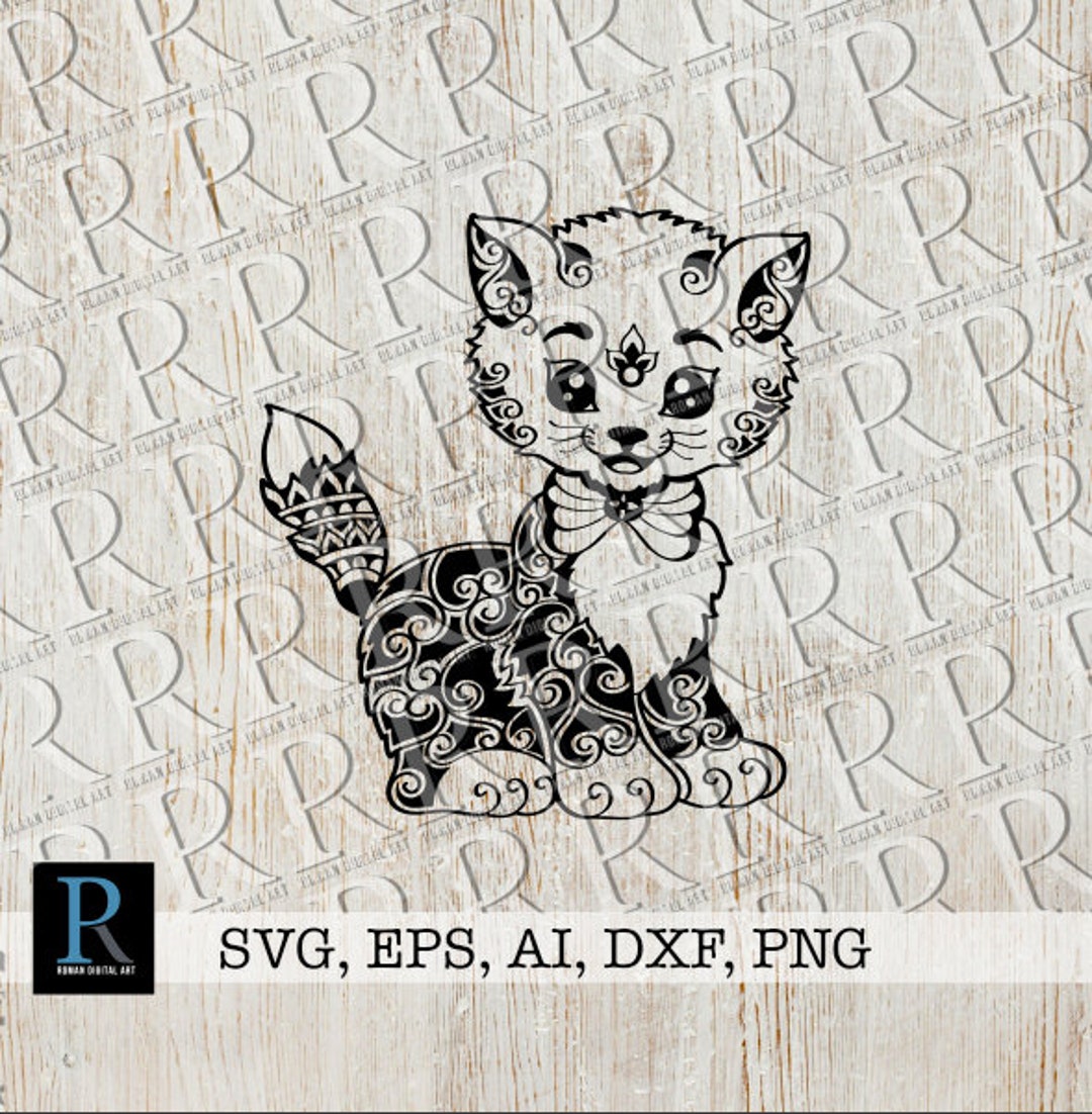 Zentangle Cat SVG File, Mandala Cat SVG Cut File, Cricut Kitten Design ...