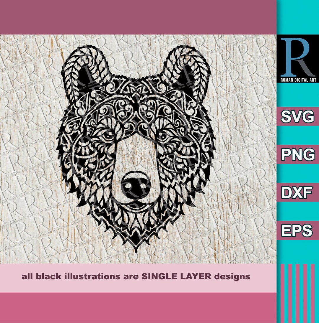Bear Mandala SVG Cut File, Zentangle Bear SVG, Bear Clipart, Bear ...