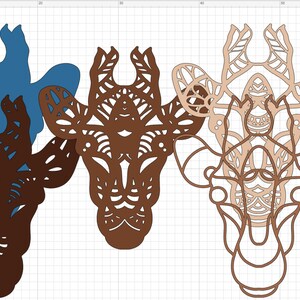 Giraffe Multilayered SVG, Giraffe Cut File, 3D Mandala, Animal SVG File ...