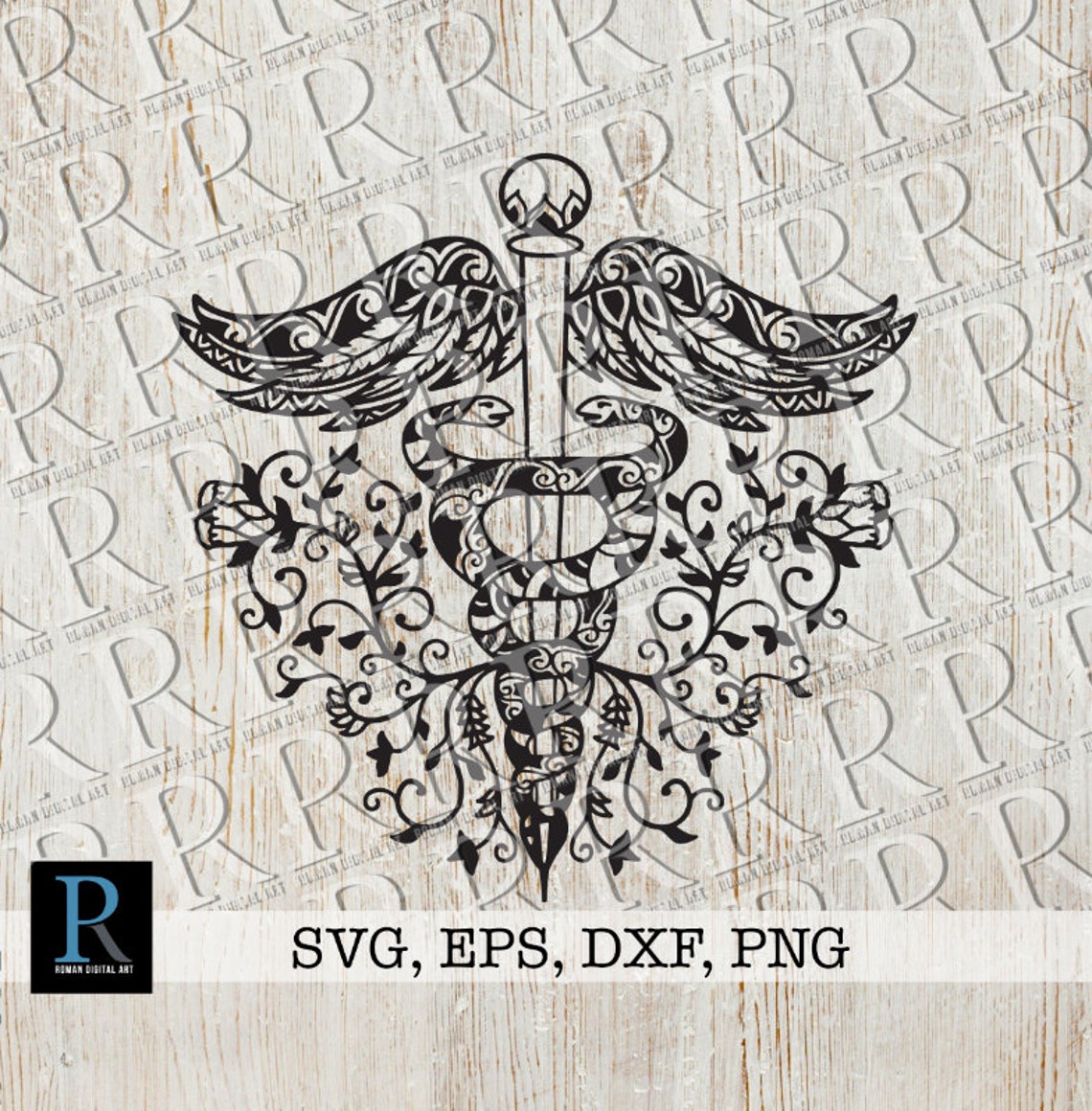 Mandala Caduceus SVG Zentangle Caduceus SVG Medical Symbol - Etsy