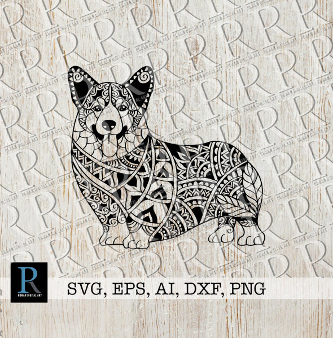 Zentangle Corgi SVG, Mandala Dog Cut File - Etsy