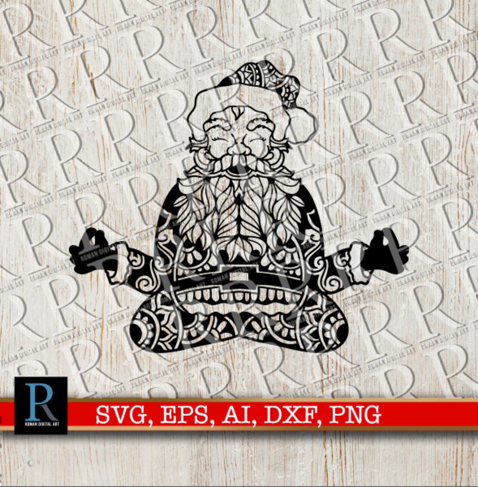 Zentangle Santa Claus SVG Christmas SVG File Mandala Yoga - Etsy