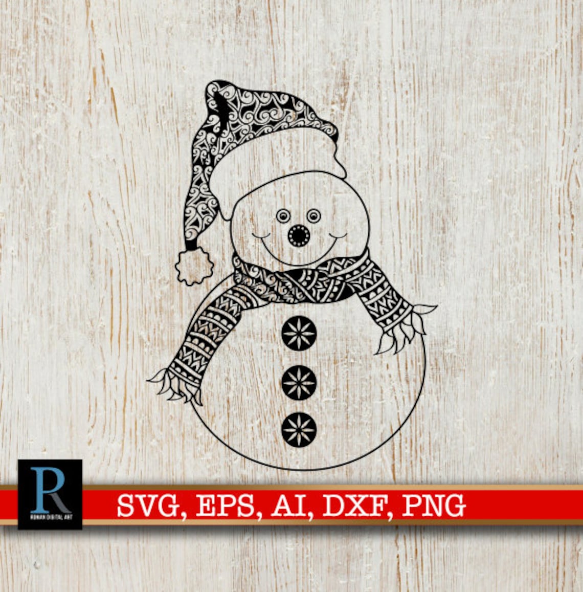 Zentangle Snowman SVG Christmas Snowman SVG Mandala Snowman - Etsy