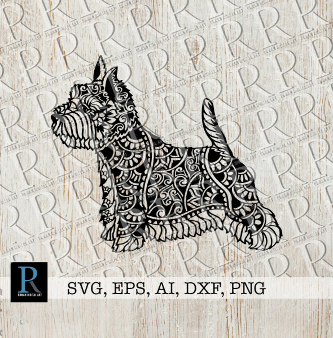 Zentangle Westie SVG: Mandala West Highland Terrier Cut File - Etsy