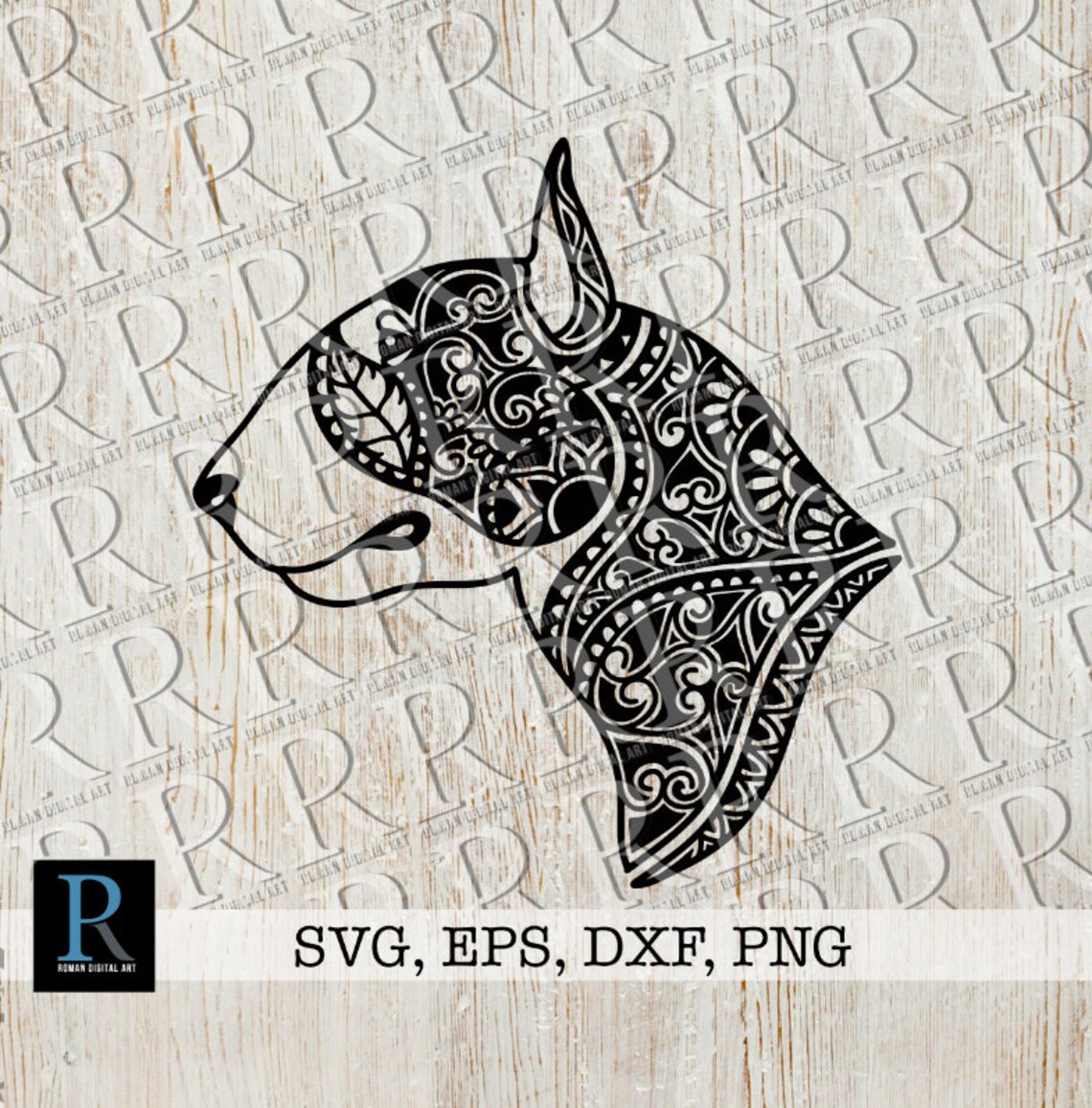 Bull Terrier SVG Mandala Design for Cutting Machines - Etsy