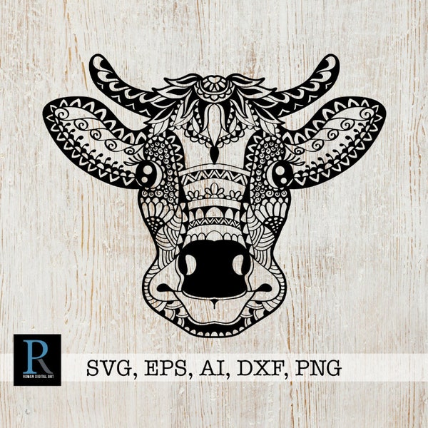 Zentangle Cow - Etsy