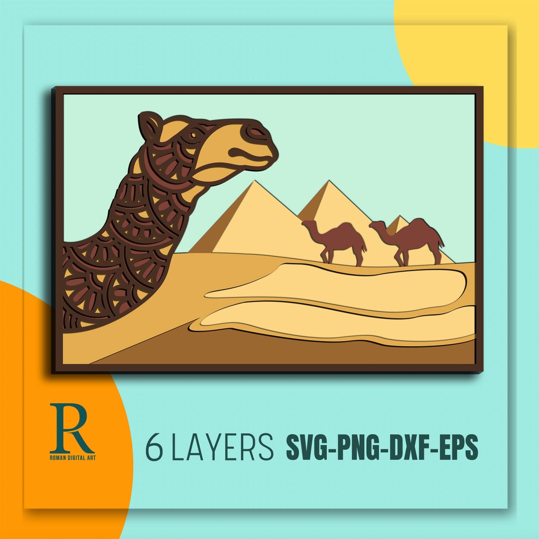 Camel Multilayer SVG, 3D Camel Cut File, 3D Mandala Pyramid, Laser ...