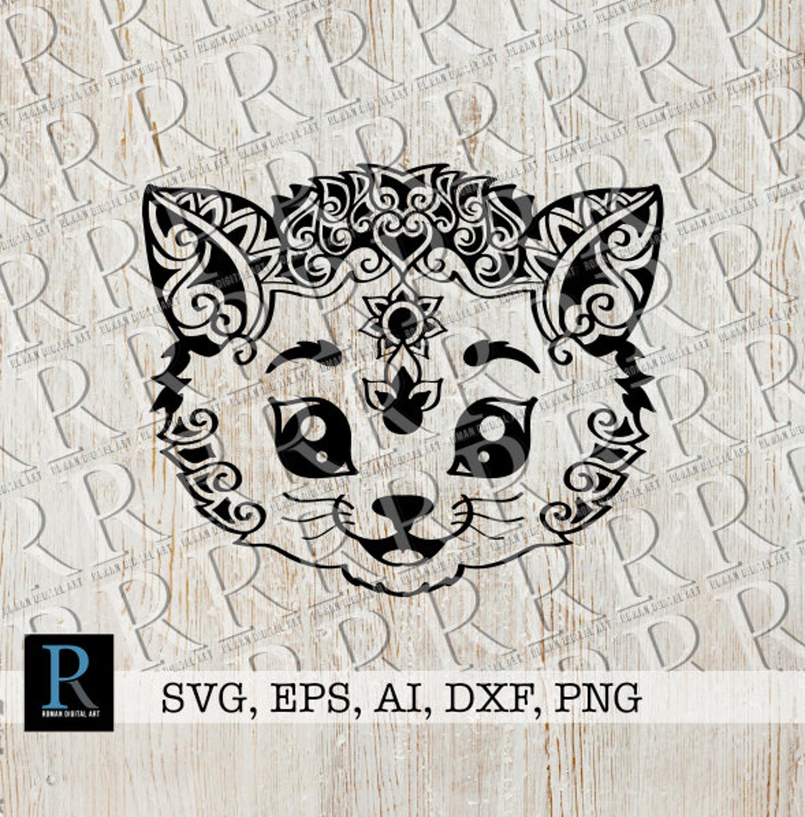 Cat SVG File Cat Clipart Mandala Cat SVG Zentangle Cat SVG | Etsy