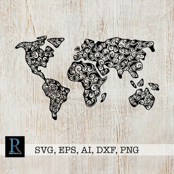 Mandala World Map - Etsy