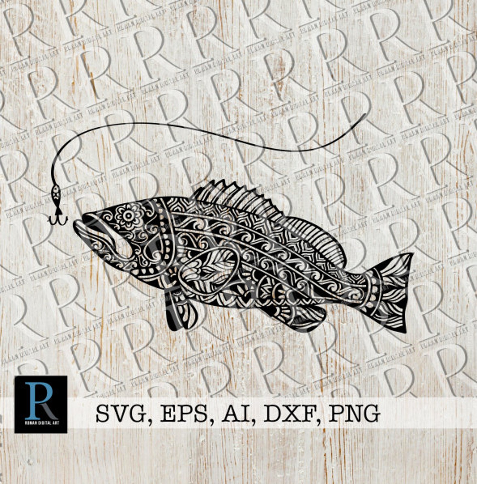 Zentangle Grouper SVG Mandala Grouper SVG Grouper Fish SVG - Etsy