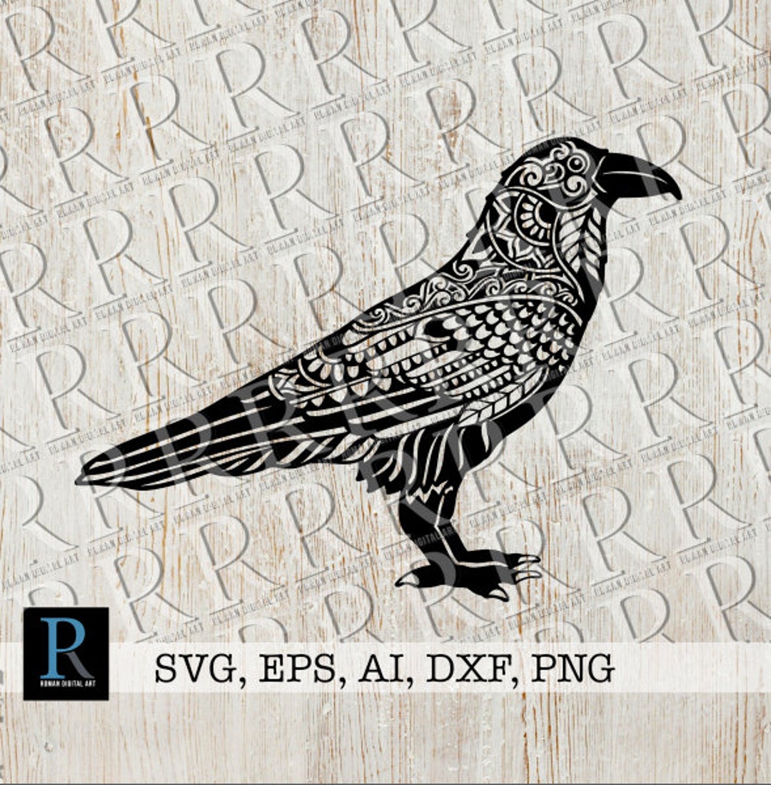 Raven SVG File, Zentangle Raven SVG, Mandala Raven SVG, Bird Svg File ...