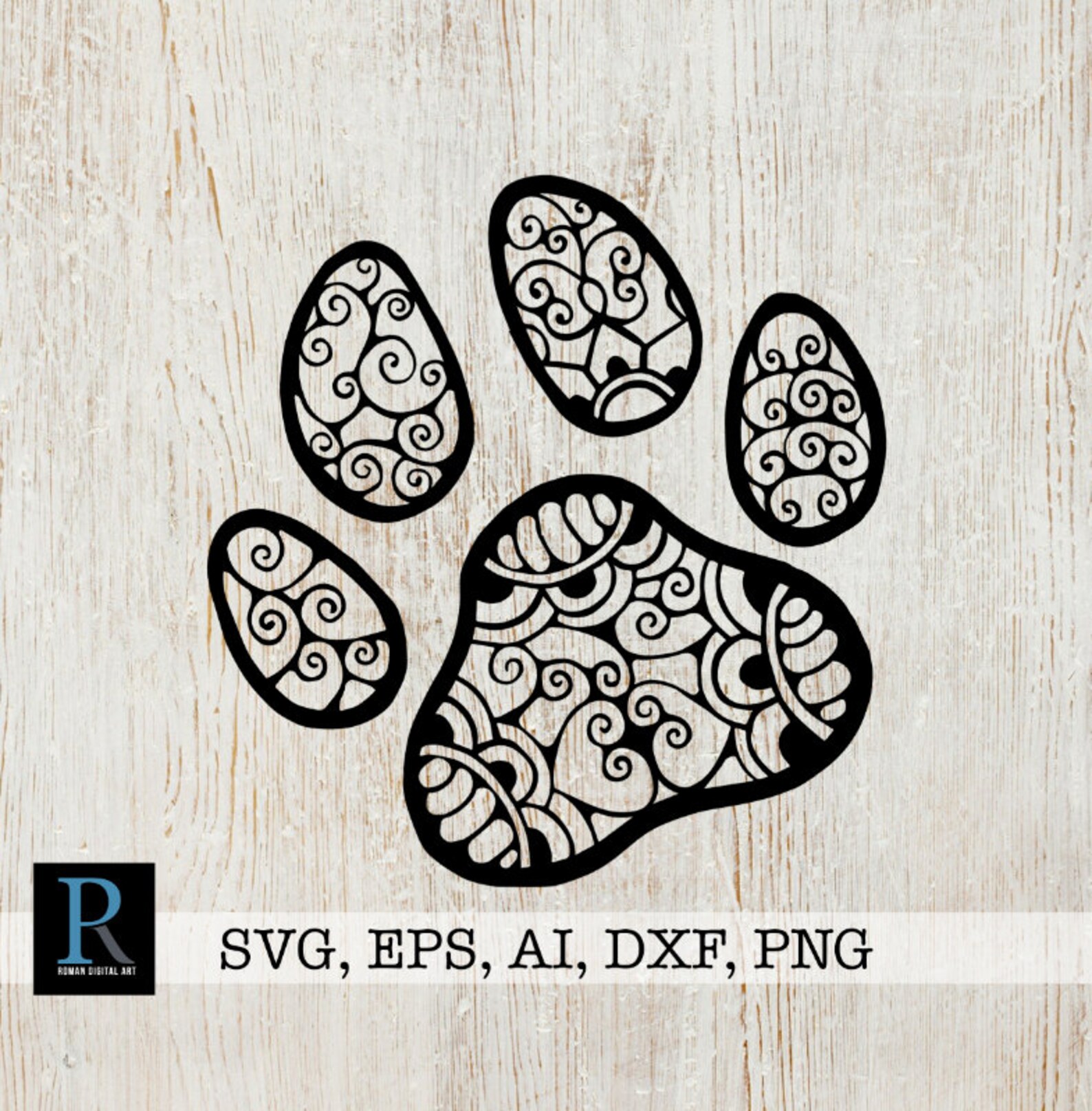 Zentangle Pfote SVG, Mandala Pfote SVG, einschichtig - Etsy.de