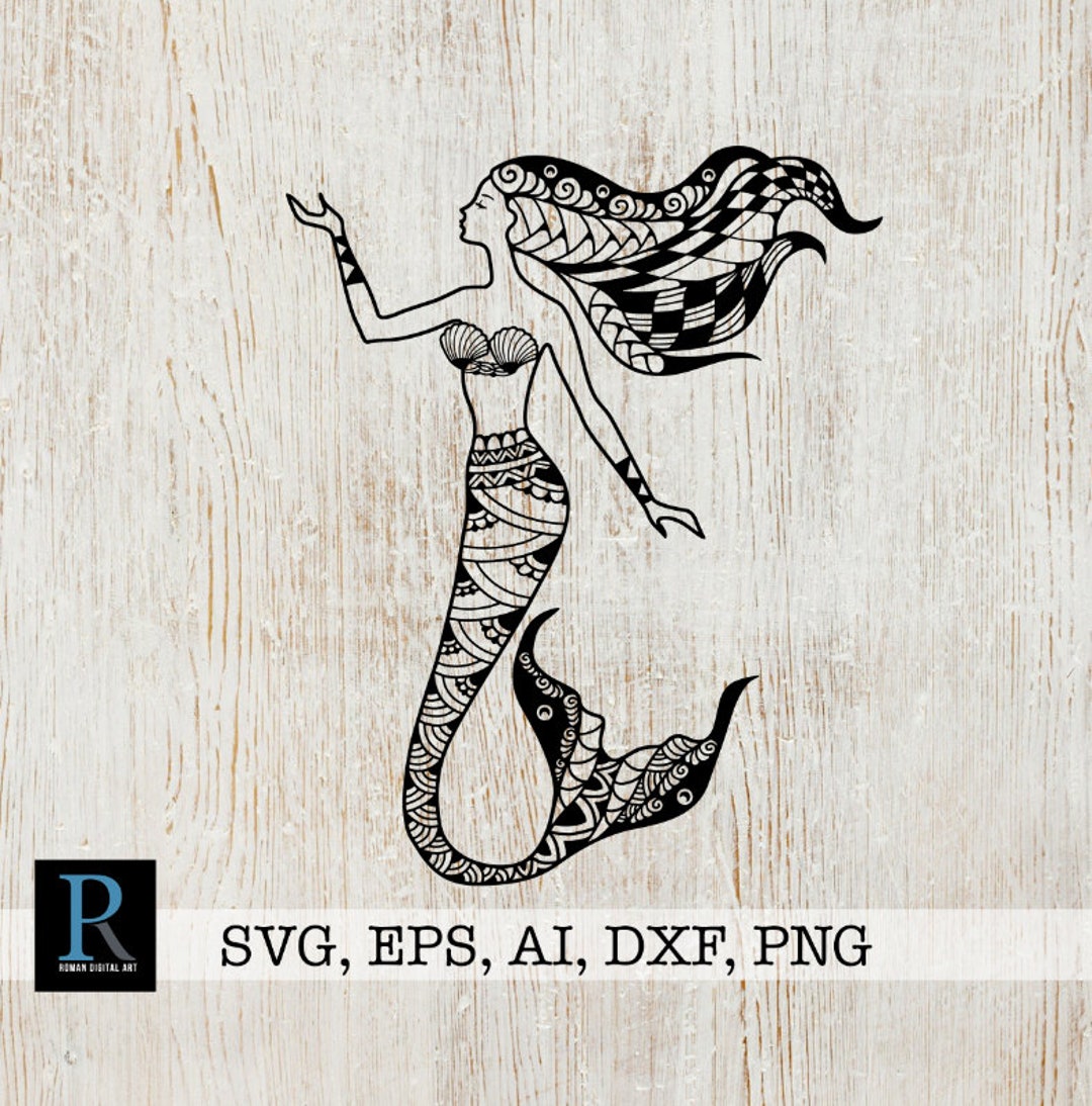 Mermaid Zentangle SVG, Mermaid Mandala SVG, Mermaid for Cricut ...