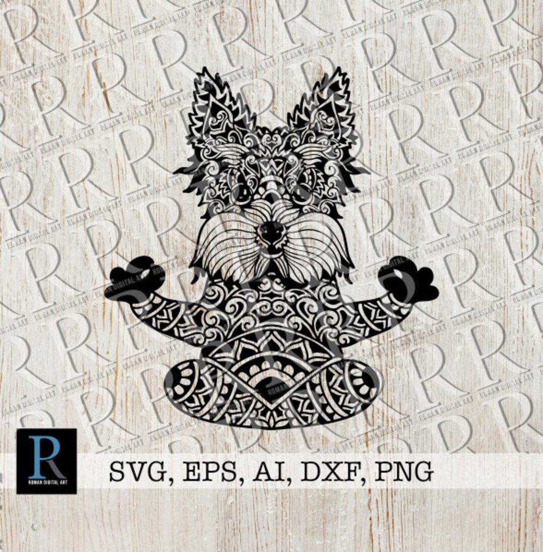 Yorkie Dog Yoga SVG, Yorkie Cut File, Yorkie SVG, Zentangle Yorkie SVG ...