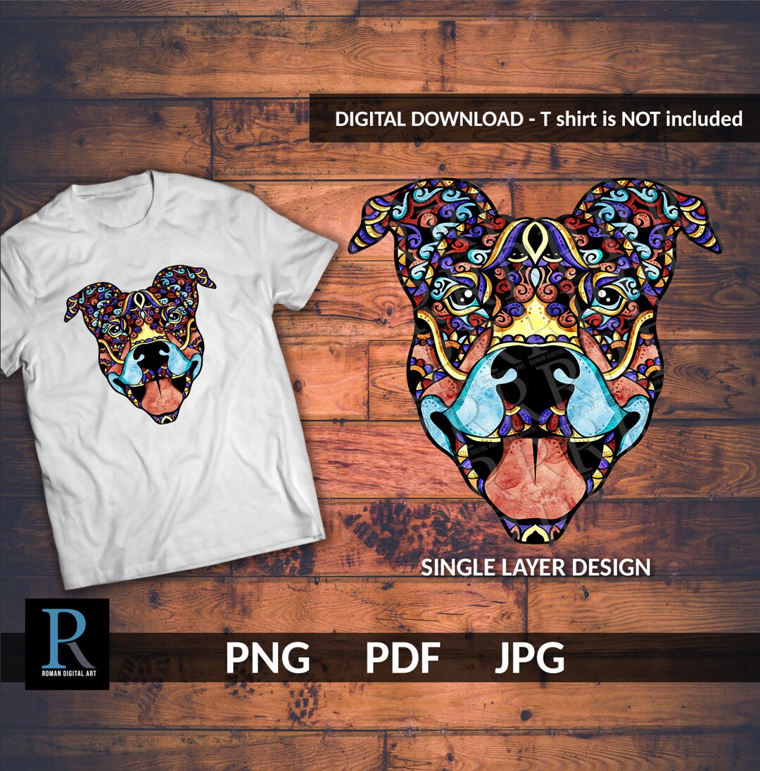 Pit Bull Dog PNG Design, Sublimation Pitbull Design, Printable ...