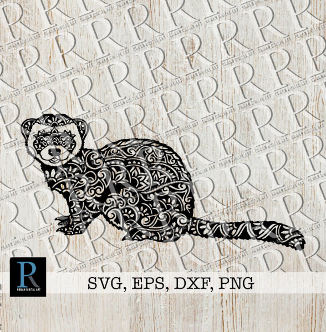 Mandala Ferret SVG: Zentangle Weasel Cut File - Etsy