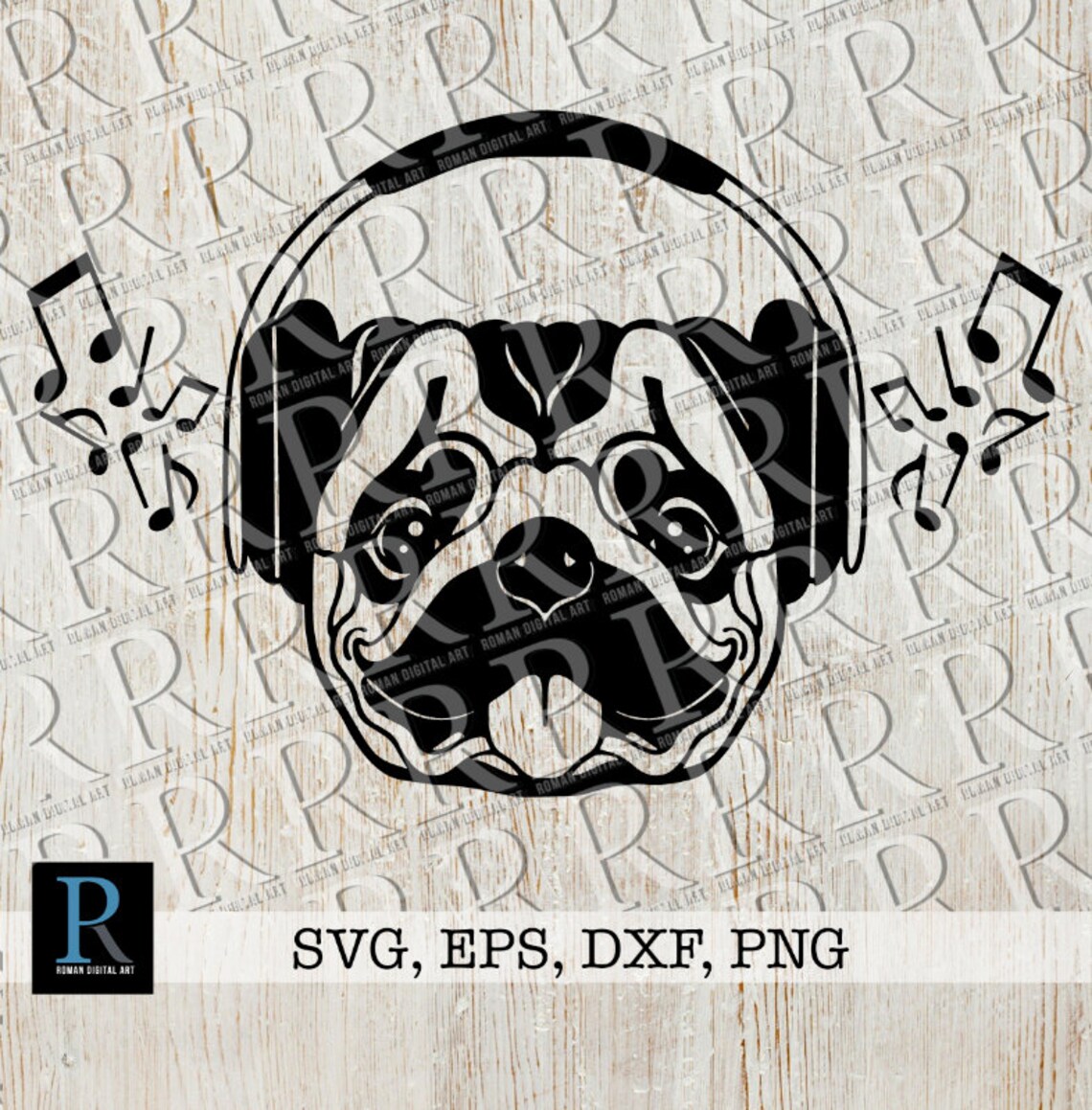 Pug Headphones SVG File Pug Cut File Cricut Cut File - Etsy