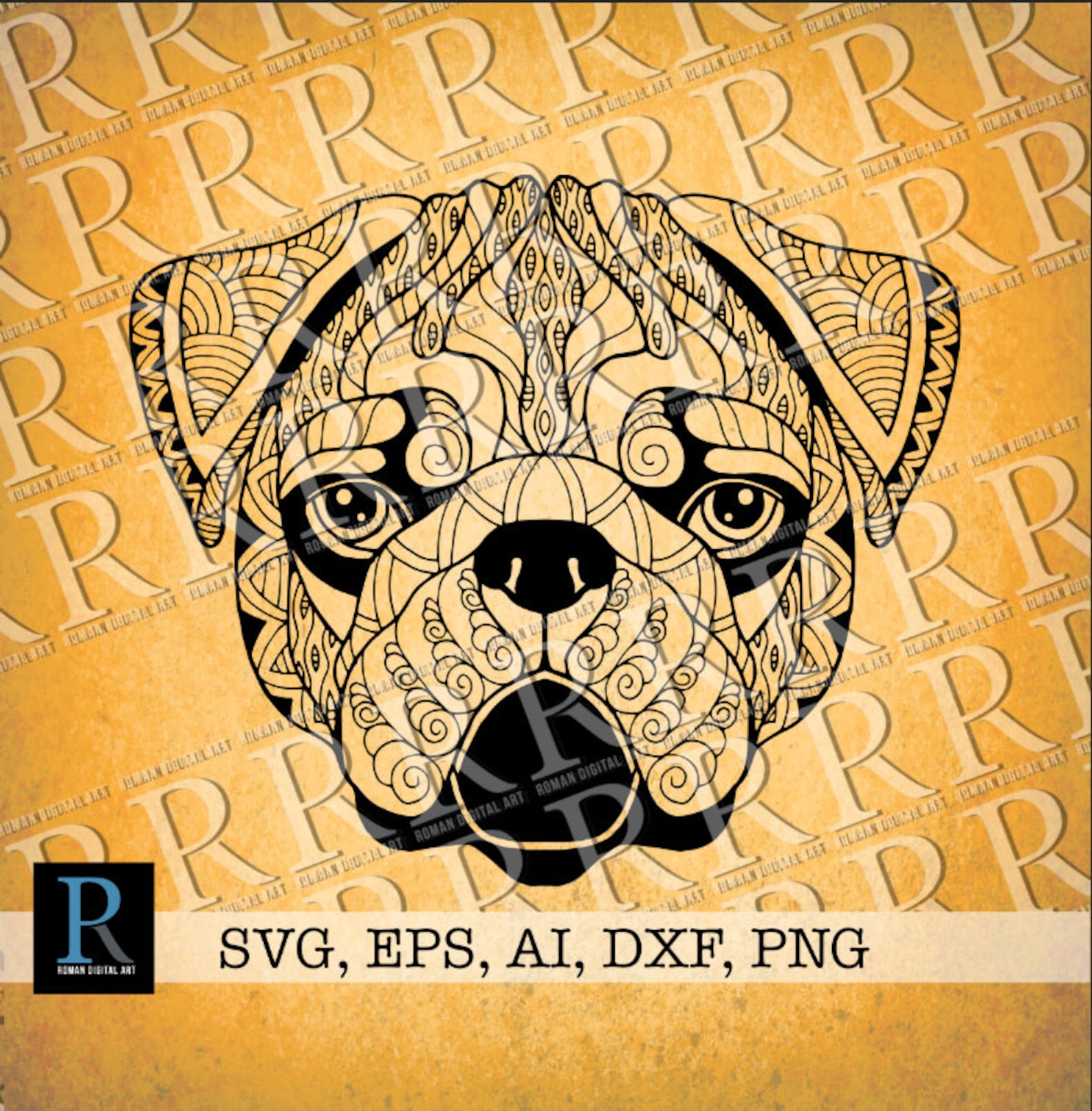 Zentangle Pug SVG Mandala Pug Svg Dog for Cricut Zentangle - Etsy