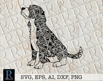 Zentangle Beagle Dog SVG File Puppy Sitting SVG Mandala - Etsy