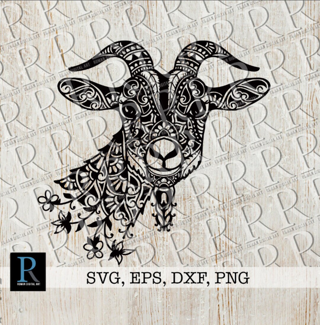 Mandala Goat SVG File for Cricut Design Space, Zentangle Animal Cut ...