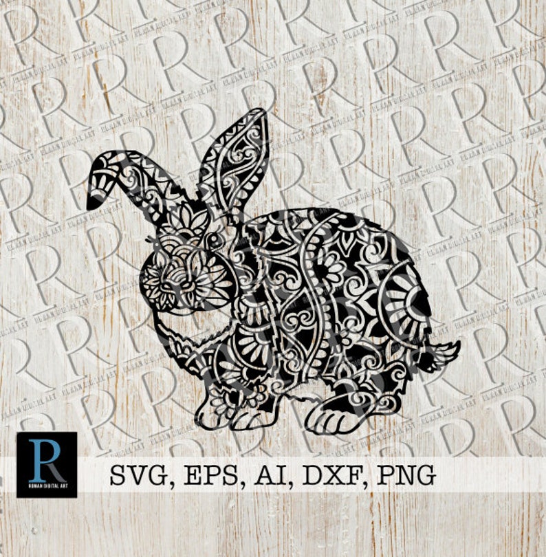 Zentangle Rabbit Svg Mandala Bunny Svg Mandala Rabbit Svg Etsy