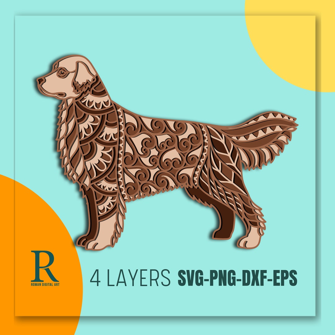 3D Multilayered Golden Retriever SVG Design for Laser Cutting - DIY Dog ...