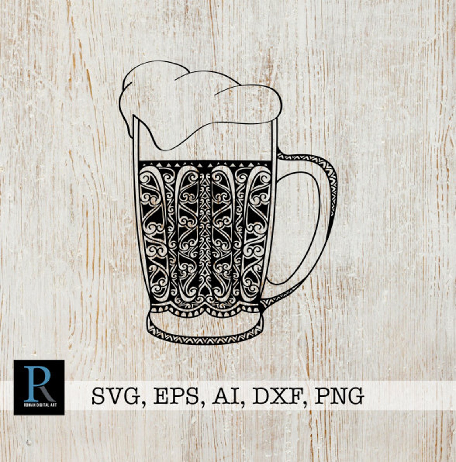 Zentangle Beer Glass SVG Beer SVG Single Layered - Etsy