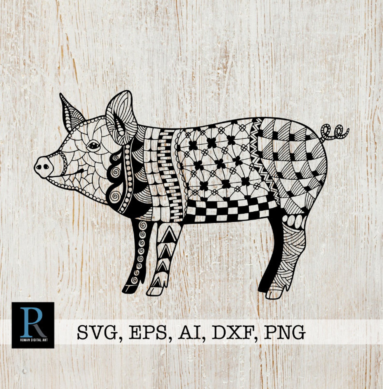 Zentangle Pig SVG Mandala Pig SVG Single Layered - Etsy
