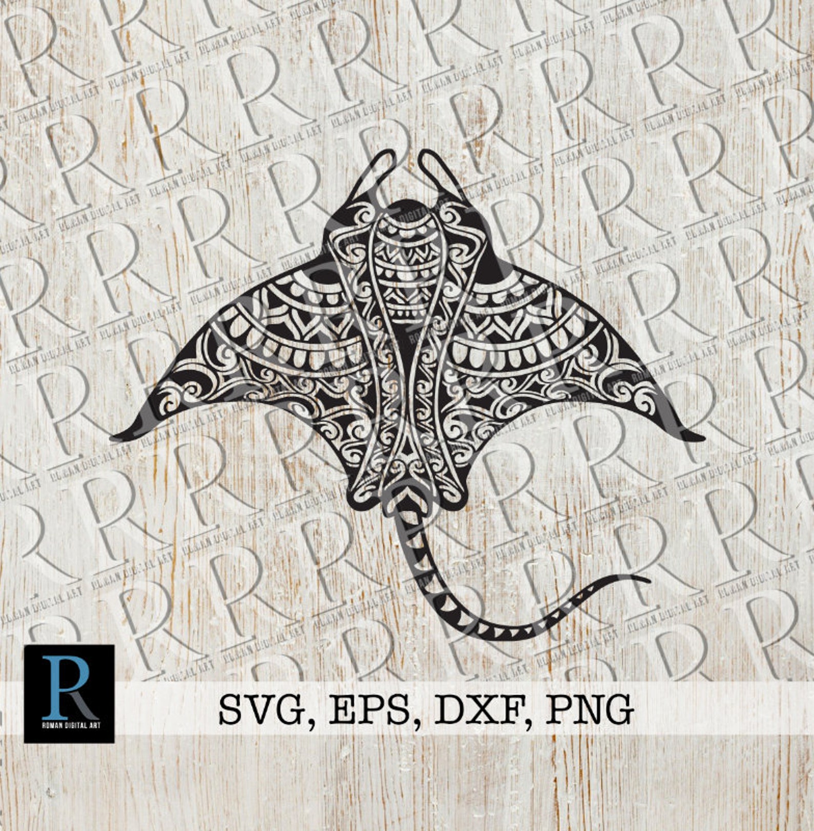 Mandala Manta Ray SVG Cut File for Cricut Crafting Zentangle - Etsy