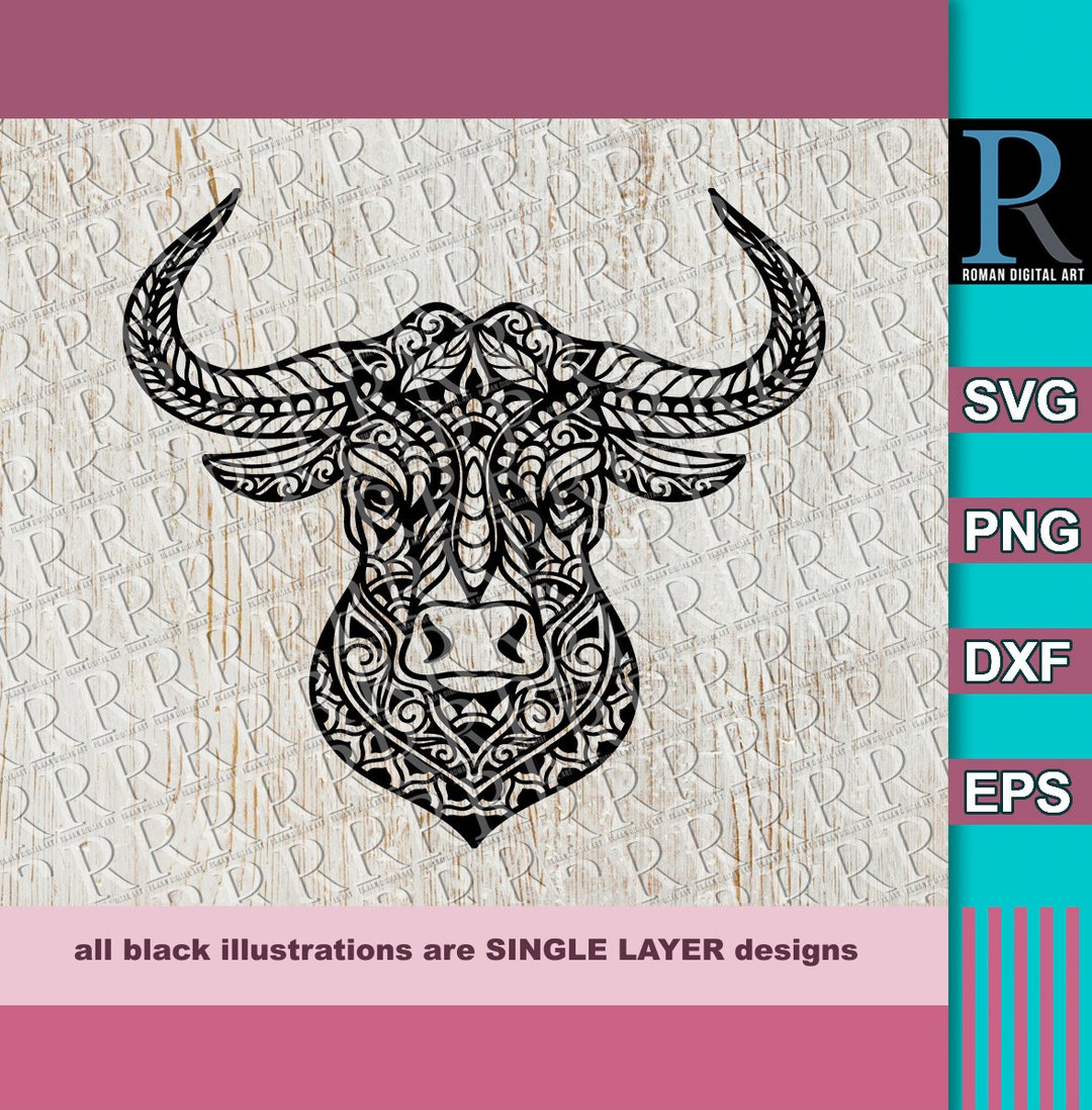 Taurus SVG File, Mandala Taurus, Zentangle Taurus, Bull Cut File ...