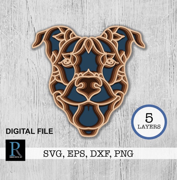 Multilayer Pit Bull SVG 3D Layered Pit Bull Zentangle | Etsy