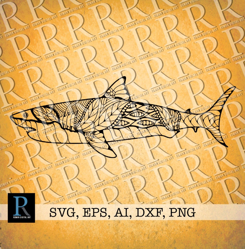 Zentangle Shark SVG Mandala Shark SVG Single Layered - Etsy