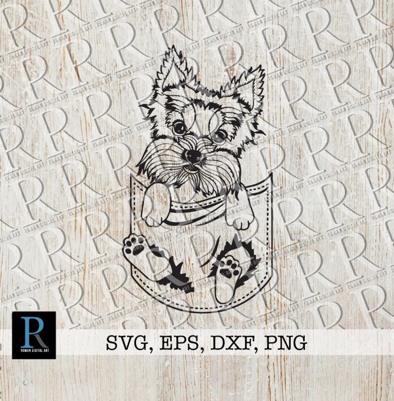 Yorkshire Terrier SVG Pocket Design Yorkie Dog SVG File for T - Etsy