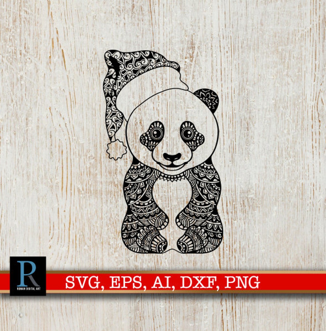 Mandala Panda SVG, Zentangle Panda SVG, Panda Santa Claus, Panda Cricut ...