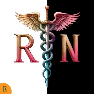 RN Nurse PNG, 5 Caduceus Sword Design, Medical Sublimation Clipart ...