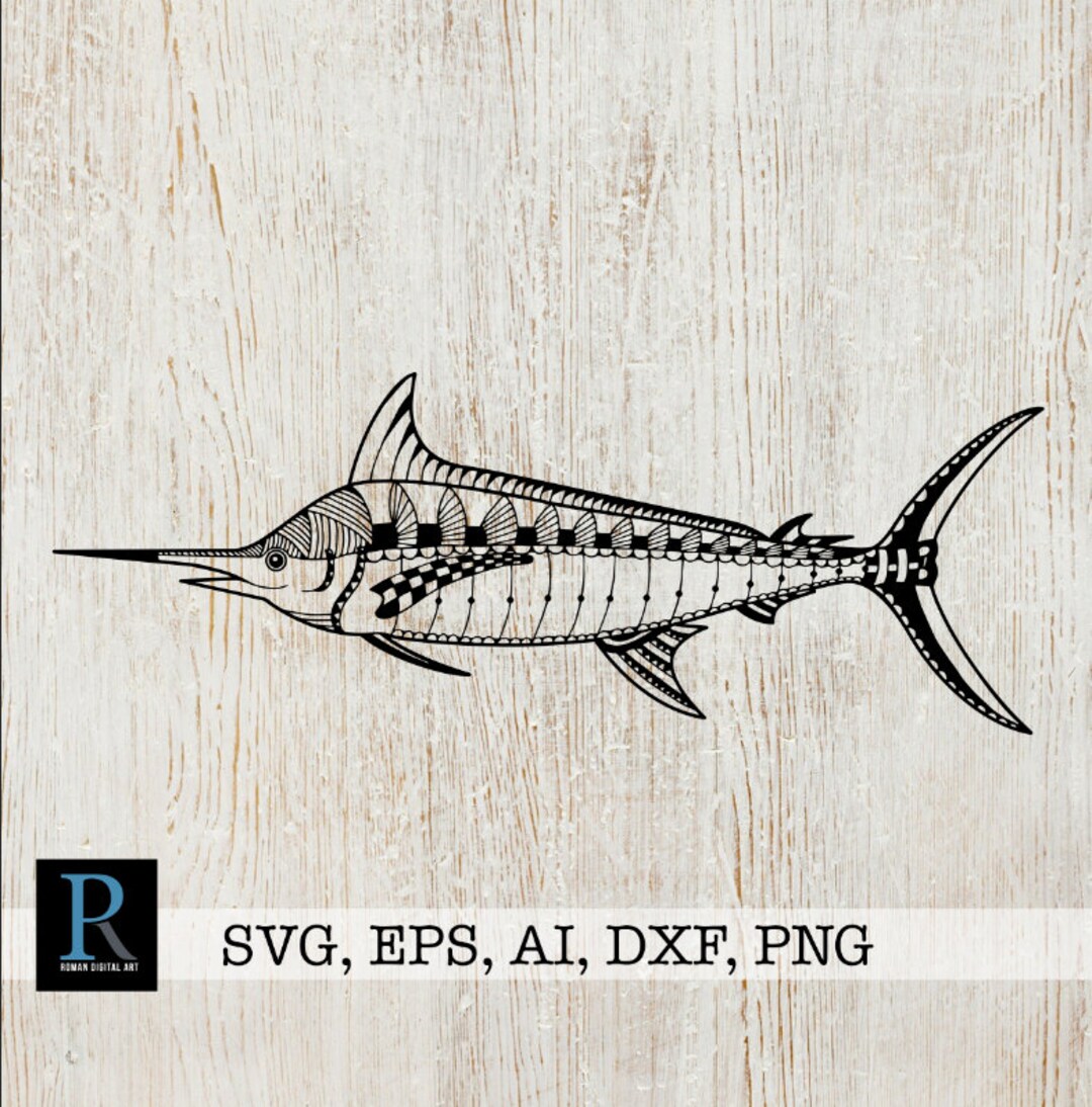 Zentangle Blue Marlin SVG, Mandala Blue Marlin SVG, Single Layered - Etsy