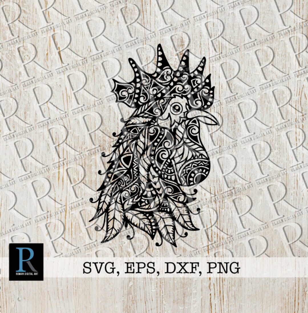 Mandala Rooster SVG File, Zentangle Rooster SVG File, Rooster SVG Cut ...