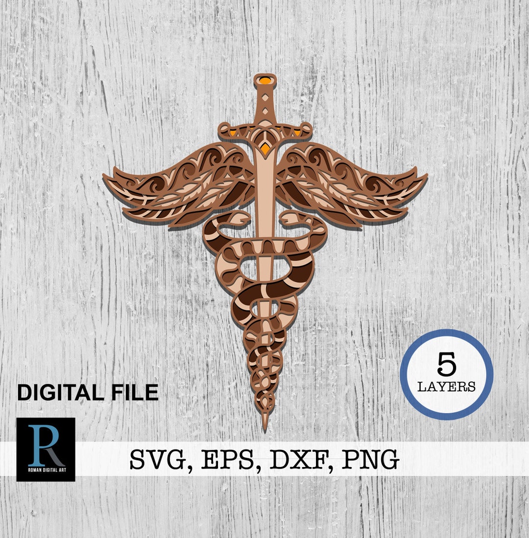3D Multilayered Mandala SVG Caduceus Layered Caduceus - Etsy