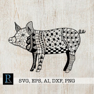Zentangle Pig SVG, Mandala Pig SVG, Single Layered - Etsy
