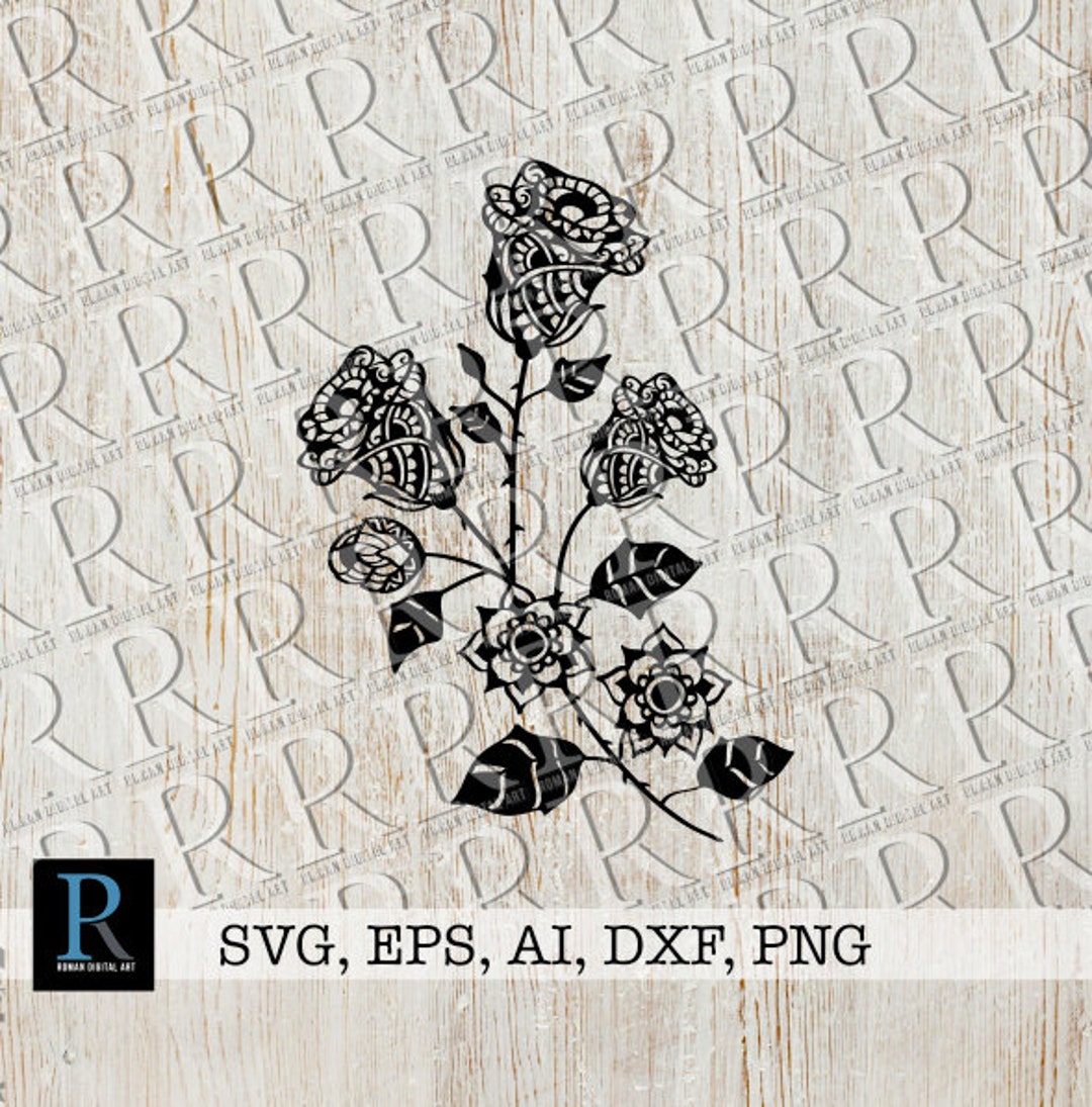Flowers SVG Cut File, Zentangle Rose SVG File, Single Layered - Etsy