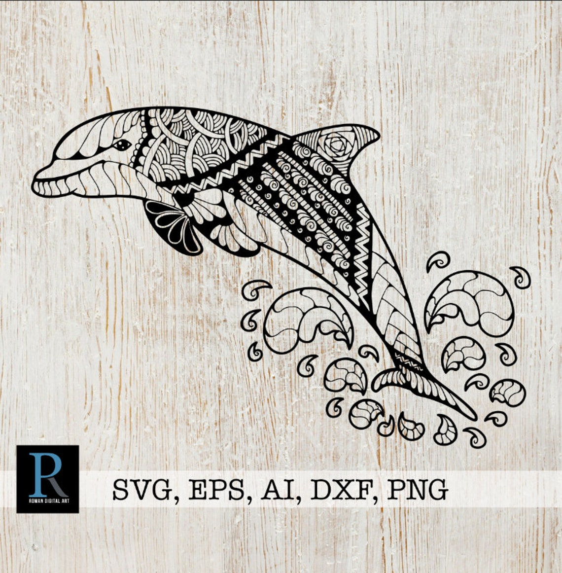 Mandala Dolphin SVG, Zentangle Dolphin Cut File - Etsy