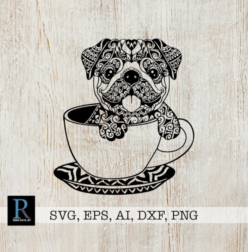 Zentangle Pug Dog SVG Pug Dog SVG Single Layered | Etsy