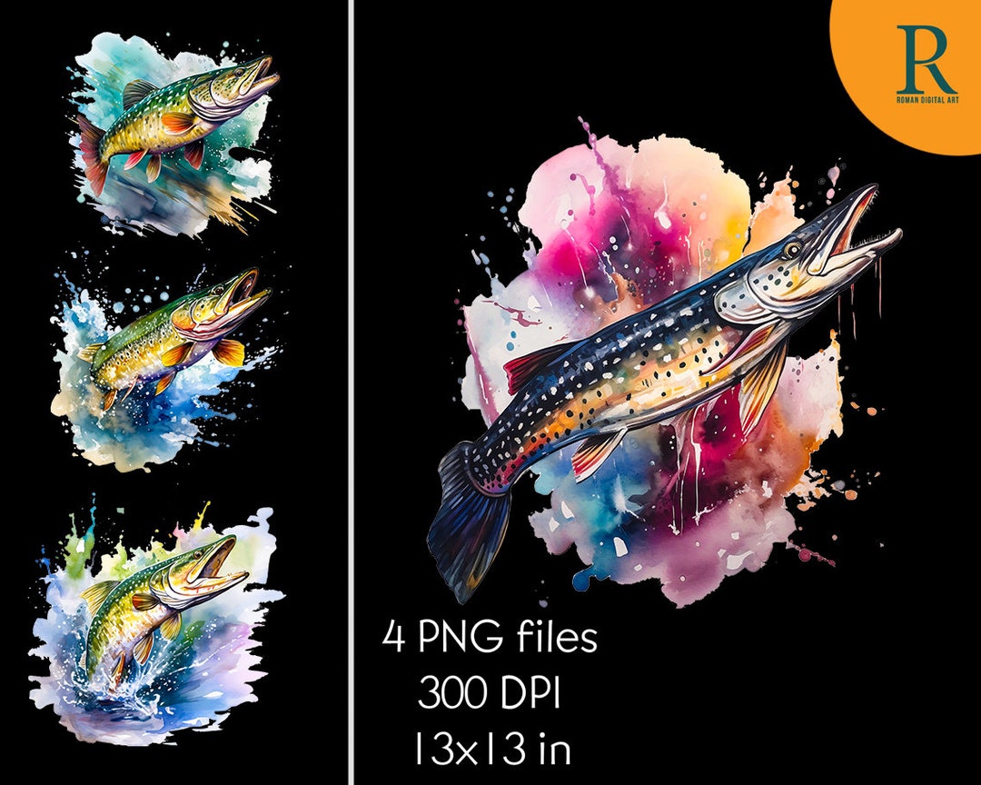 Pike Fish Watercolor PNG, Pike Clipart, Sublimation Fishing, Fishing ...