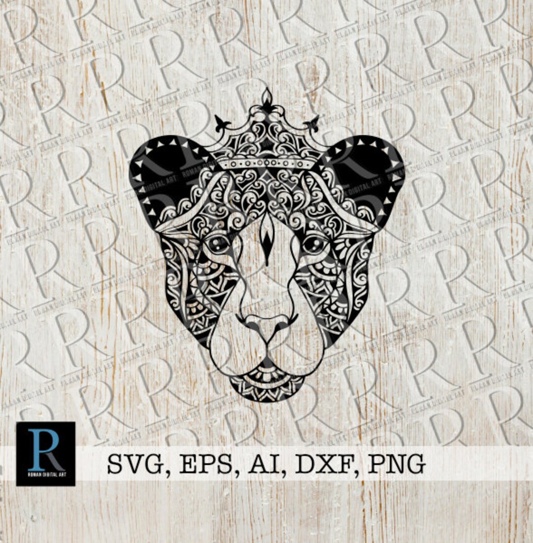 Zentangle Lioness Queen SVG File, Lioness SVG Cut File, Single Layered ...