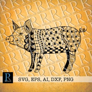 Zentangle Pig SVG, Mandala Pig SVG, Single Layered - Etsy